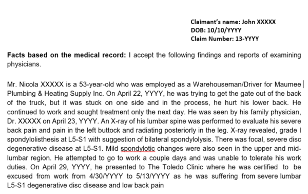 Medical Synopsis - MedSum Legal LLC | Medical Records Review